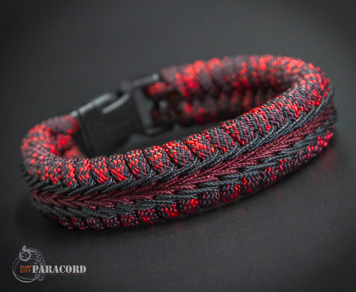 Wide Stitched Fishtail Paracord Bracelet (Red Hawk) – Surf City ...